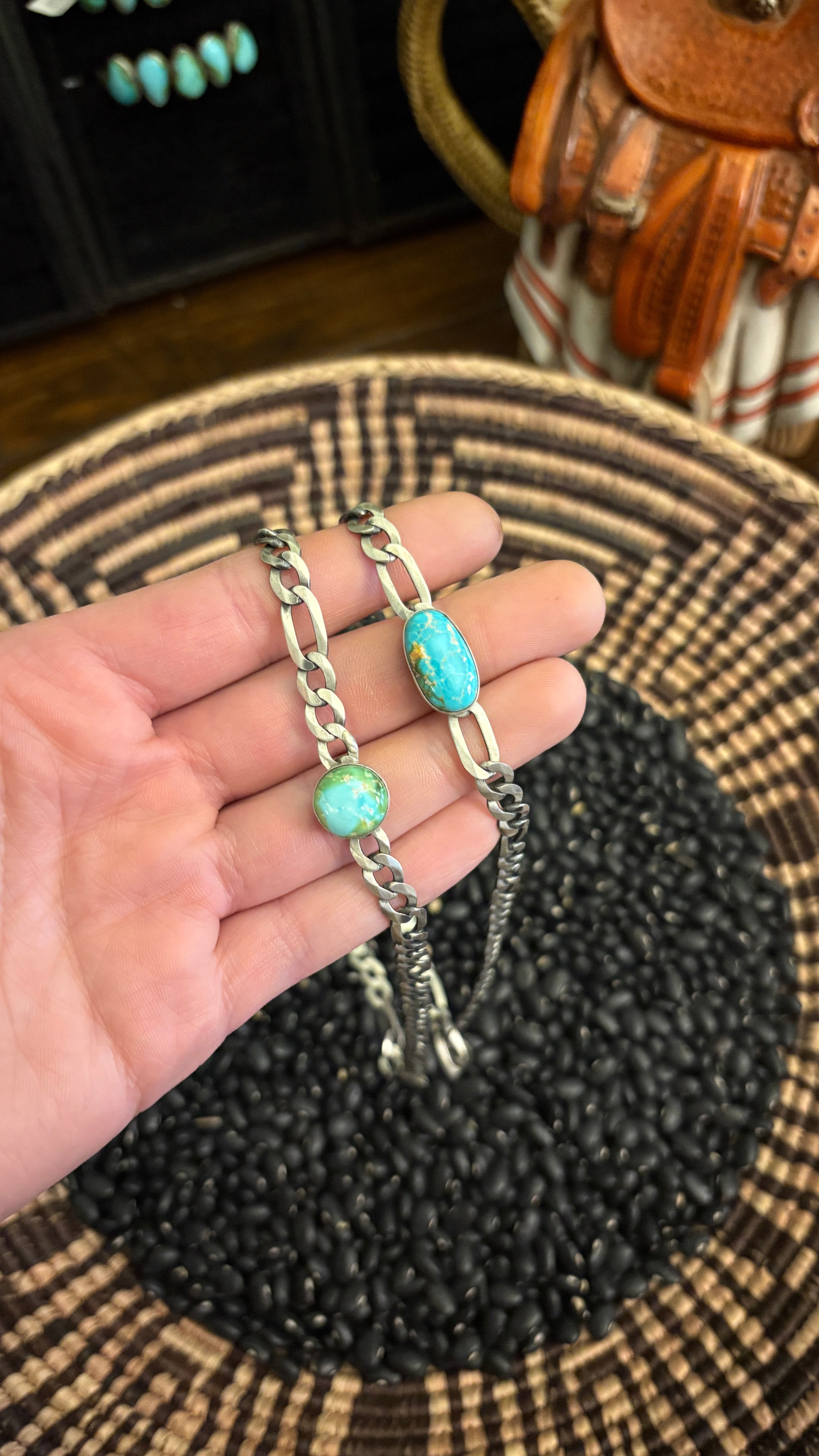 CURB CHAIN SONORAN TURQUOISE STONE NECKLACE – The Sterling Spur